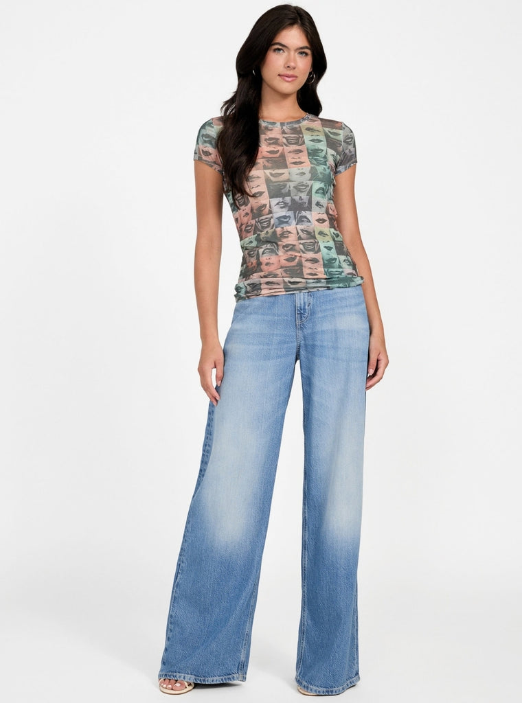 Multi Checkered Lips Graphic T-Shirt | GUESS