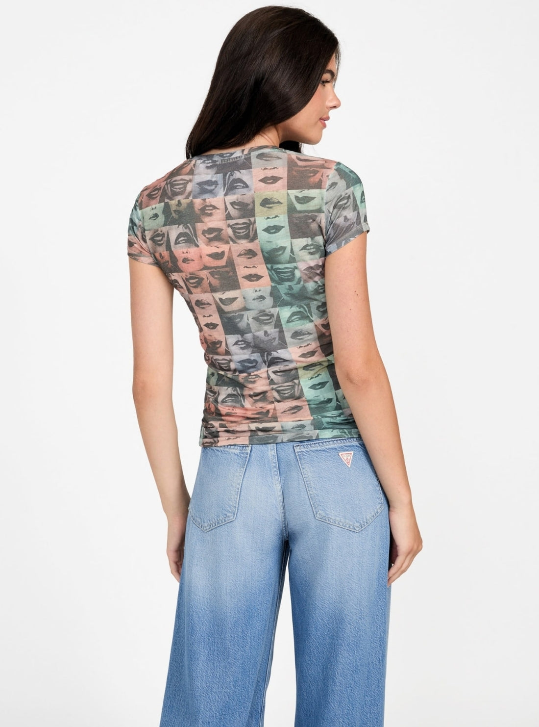 Multi Checkered Lips Graphic T-Shirt | GUESS
