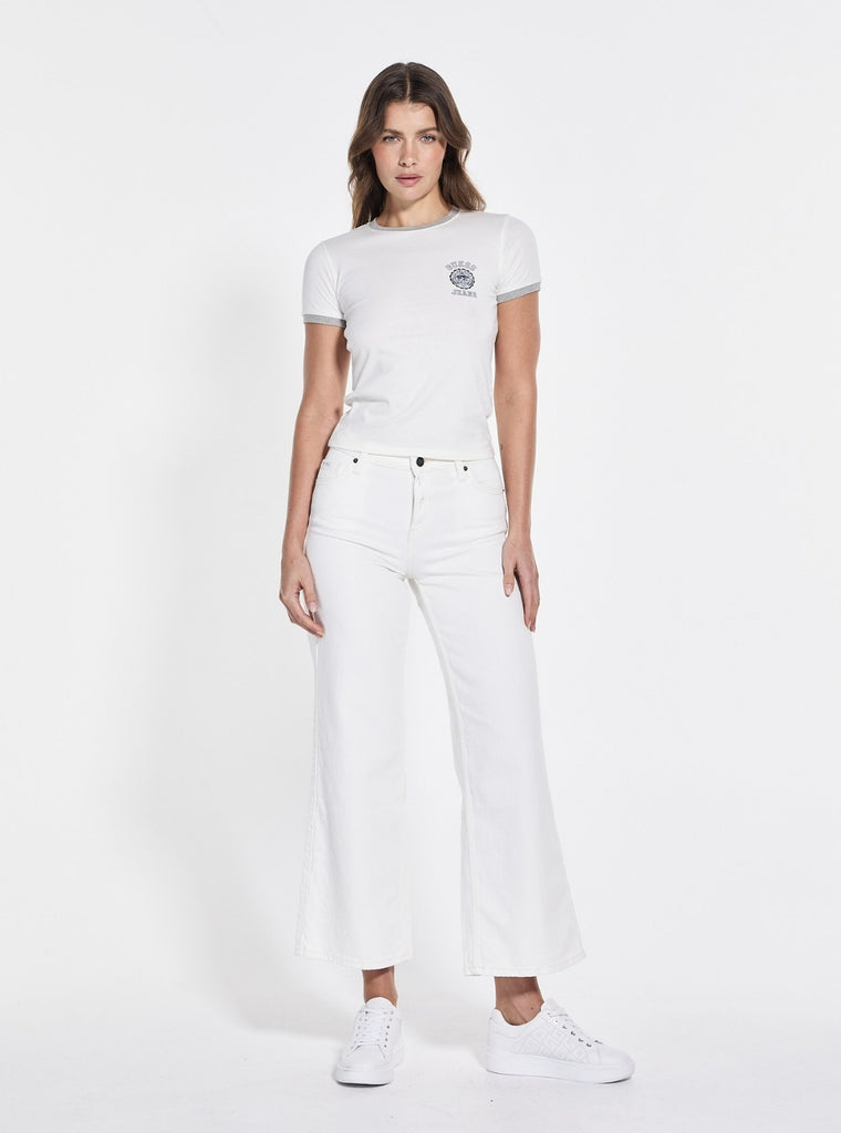 Eco White Slim Stamp Heather T-Shirt | GUESS Jeans