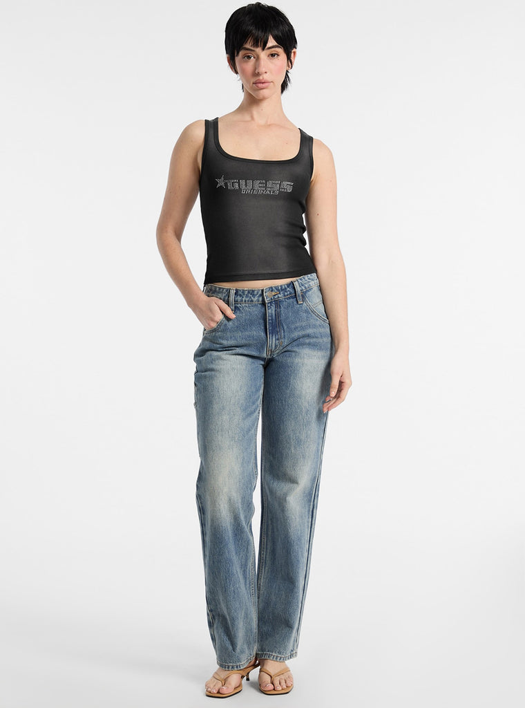 Black Rhinestone Tank Top | GUESS Originals
