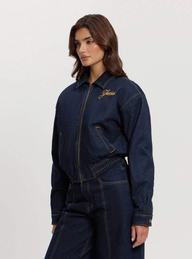 Guess Originals Blue Denim Bomber Jacket | GUESS