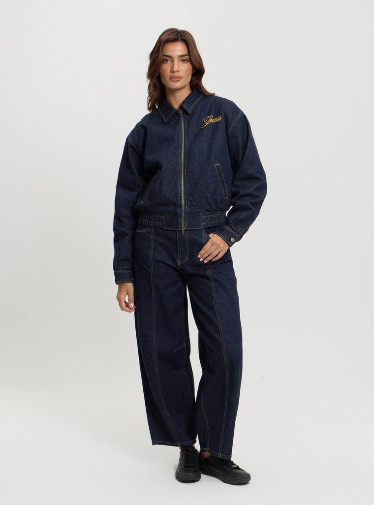 Guess Originals Blue Denim Bomber Jacket | GUESS
