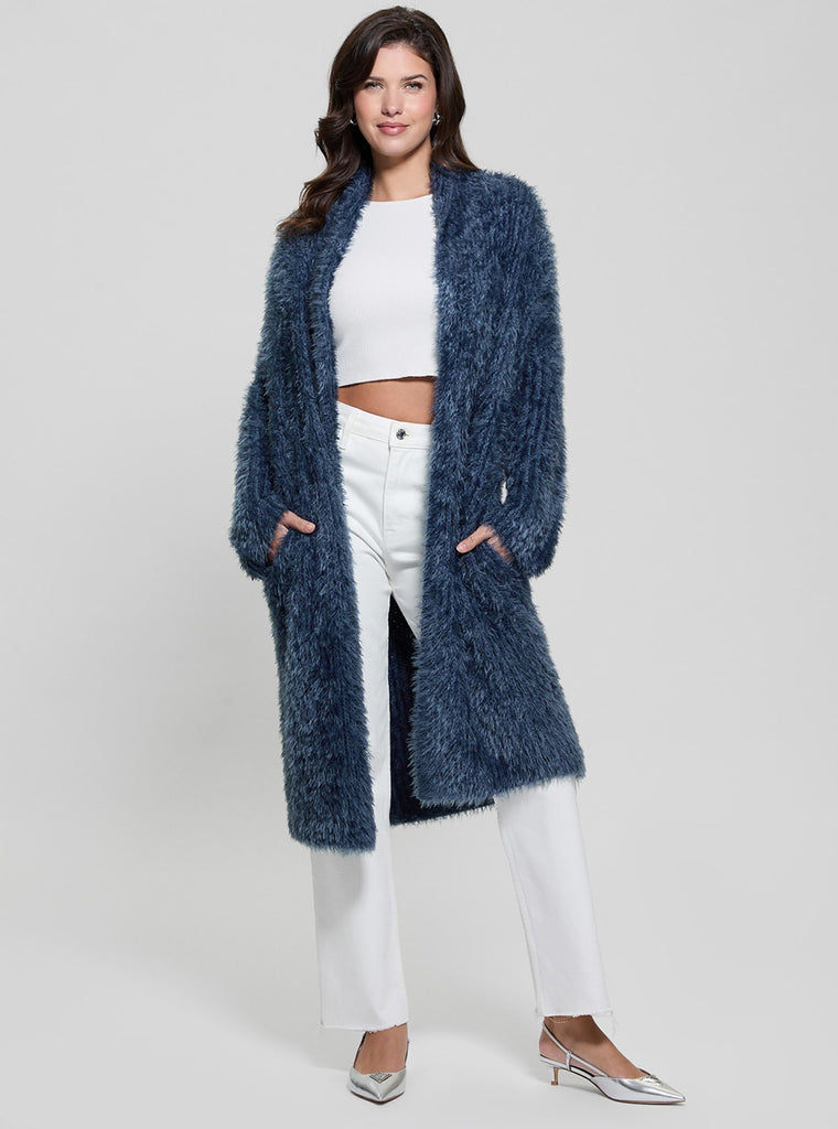 Navy Nori Midi Feather Cardigan | GUESS