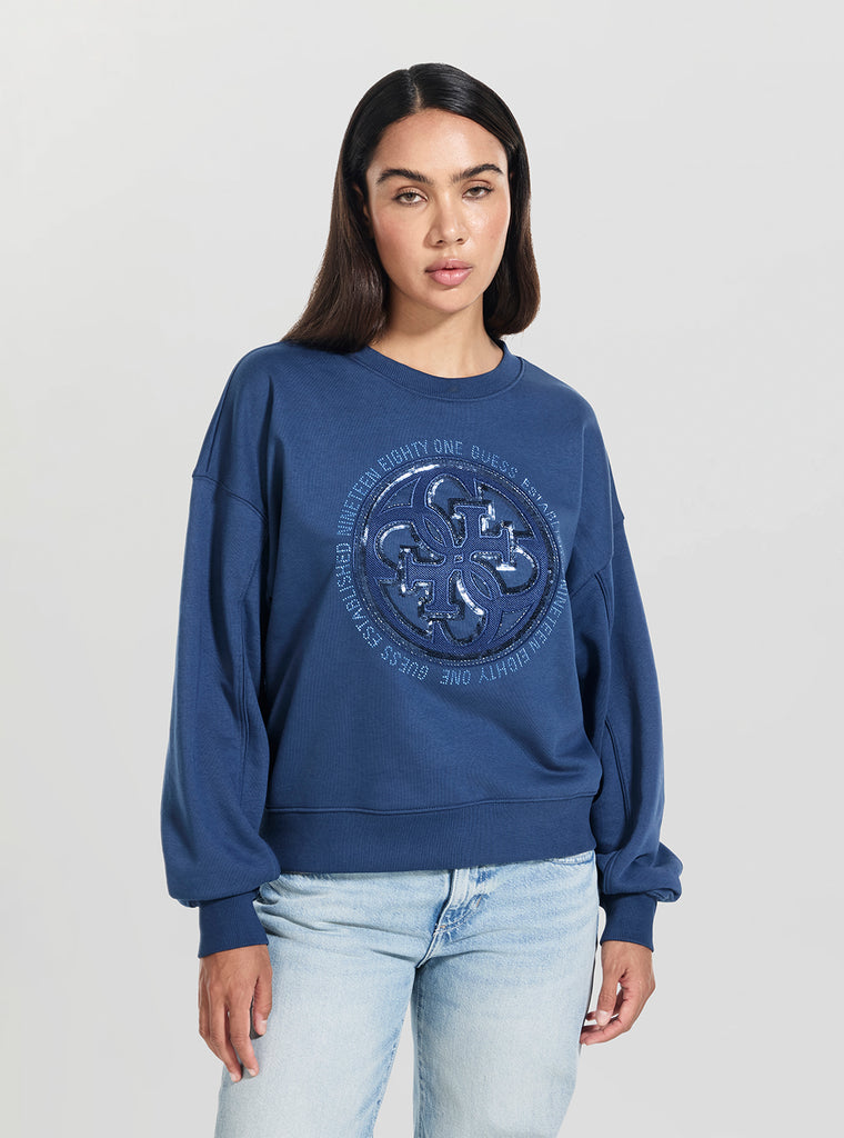 Blue 4G Logo Hotfix Sweatshirt | GUESS