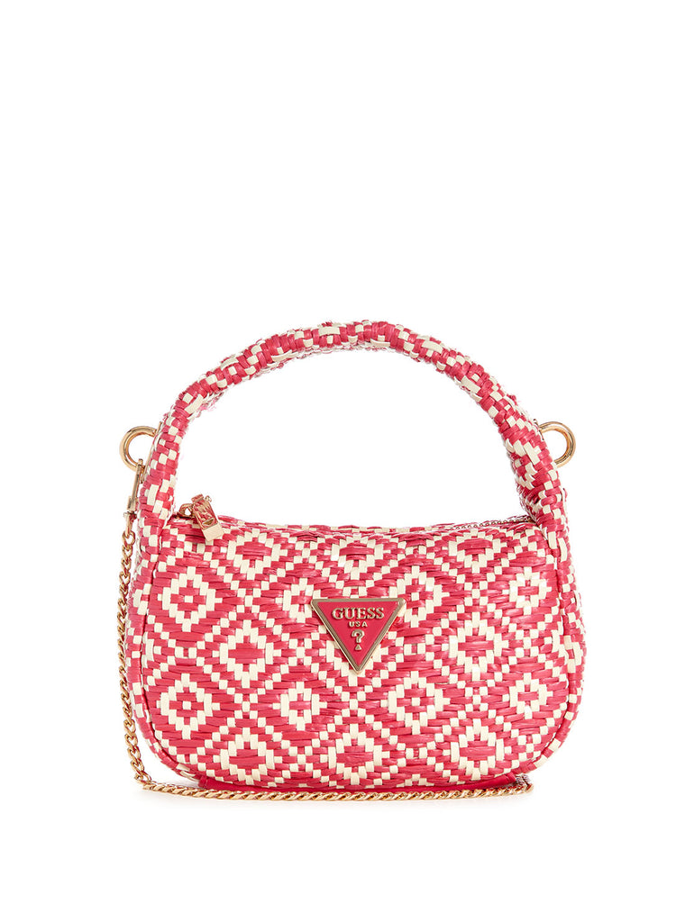 Red Rianee Raffia Mini Hobo Bag | GUESS