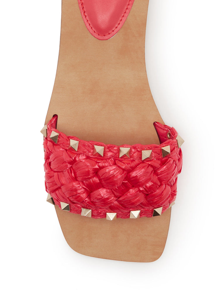 Red Raidah Woven Stud Slides - GUESS